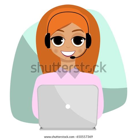 Woman Operator Computer Vector Stock Vector Royalty Free Shutterstock