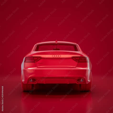 Crimson Red Car Audi Rs5 2011 Back View 3d Rendering Stock