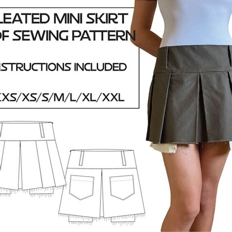 Pleated Mini Skirt Pattern Miu Miu Style Instant Pdf Etsy