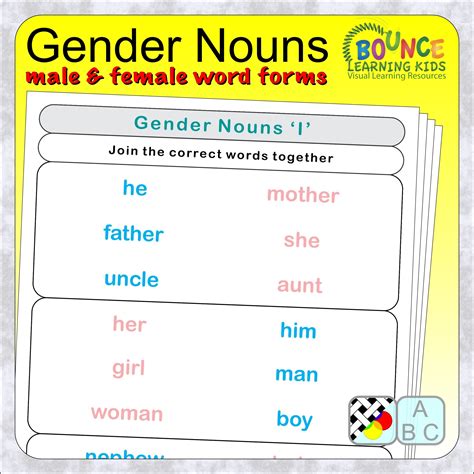 Gender Nouns Worksheet Download Free Printable Templates