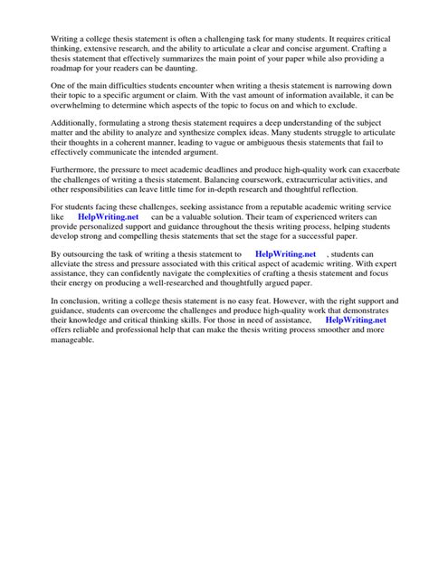 How To Write A College Thesis Statement Pdf Essays Thesis