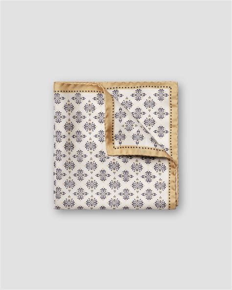 Geometric Print Silk Pocket Square Eton