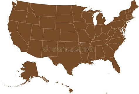 Map United States Of America Brown Map Of United States Of America