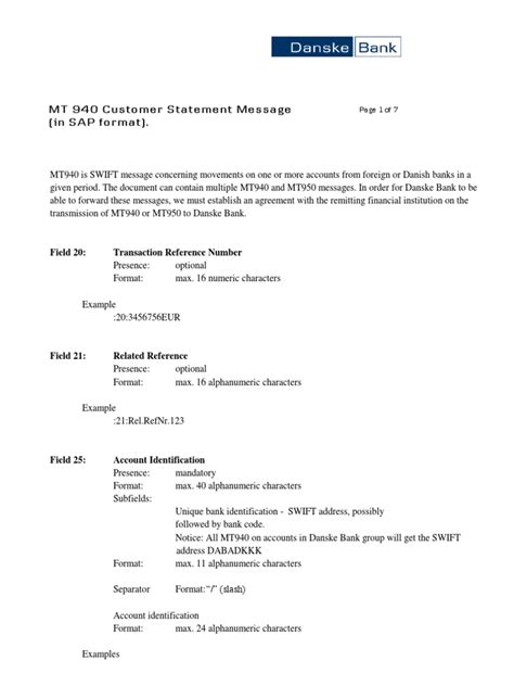 Mt940 Sap Uk List Of Codes Download Free Pdf Debits And Credits Financial Transaction