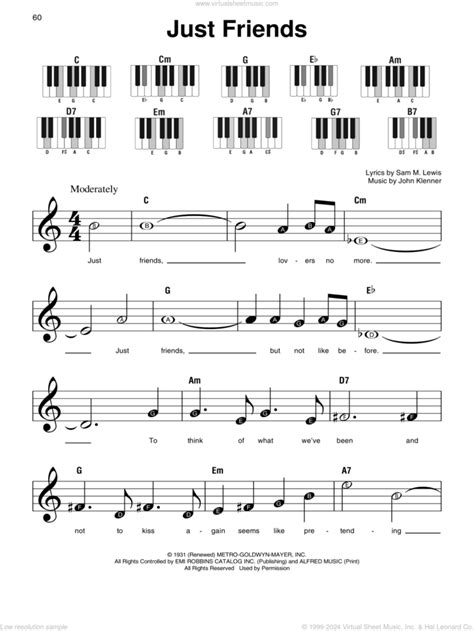 Just Friends Sheet Music Beginner For Piano Solo Pdf