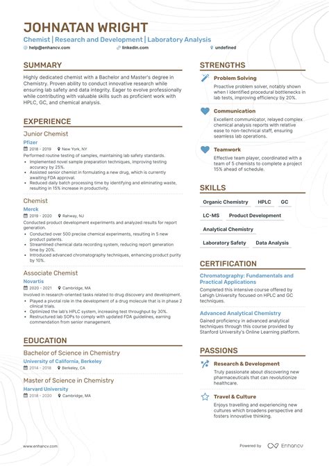 5 Chemist Resume Examples And Guide For 2024