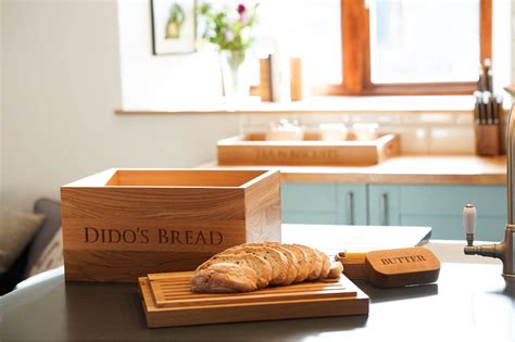 Luxury Engraved Oak Bread Bin Wood Metal And Painted Directional Signs