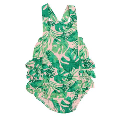 Tropical Leaves Ruffle Sunsuit