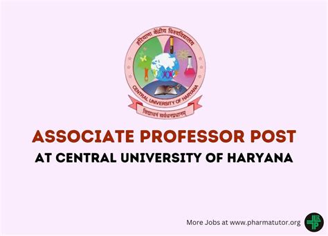Working Opportunity As Associate Professor At Central University Of Haryana
