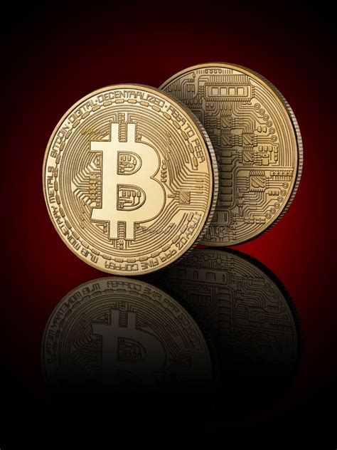 Bitcoin On Black Background With Reflection Stock Illustration