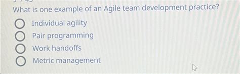 Solved What Is One Example Of An Agile Team Development