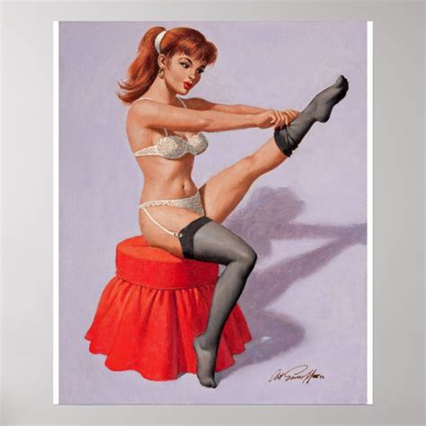 Putting On Hose 1993 Pin Up Art Poster Uk