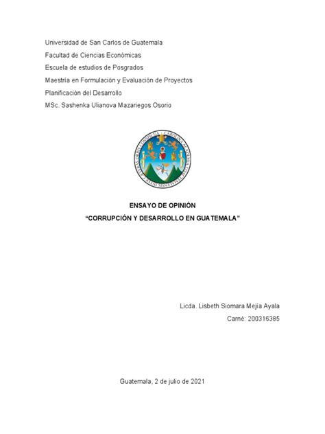 Corrupción Y Subdesarrollo En Guatemala Pdf Corrupción Política