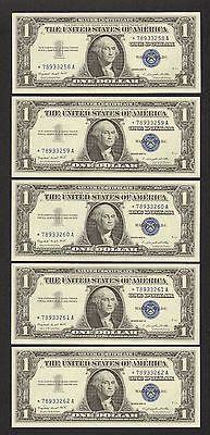 1 1957a Silver Certificate Star Notes Five 5 Consecutive Gem Cu