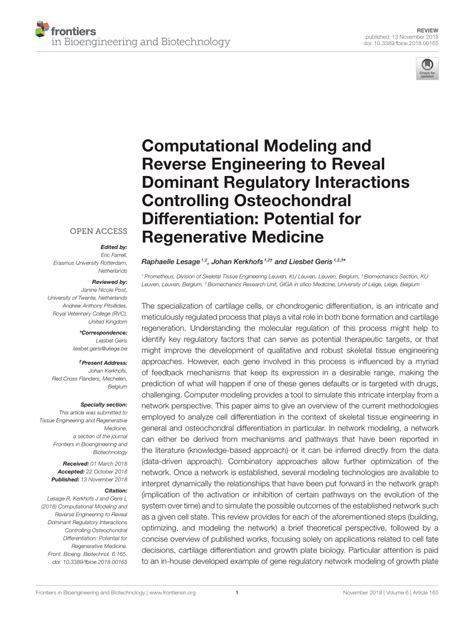 Pdf Computational Modeling And Reverse Engineering To Reveal Dominant