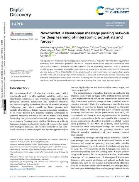 Pdf Newtonnet A Newtonian Message Passing Network For Deep Learning