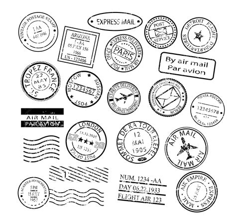 Post Black And White Set Premium Vector