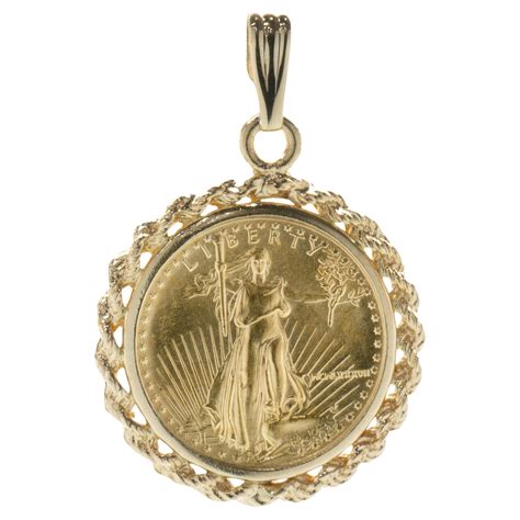 1 10th Liberty Coin In 14 Karat Yellow Gold Bezel At 1stdibs