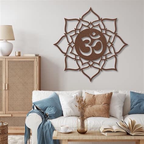 Metal Lotus And Ohm Wall Decor Metal Om Symbol Large Wall Art Zen