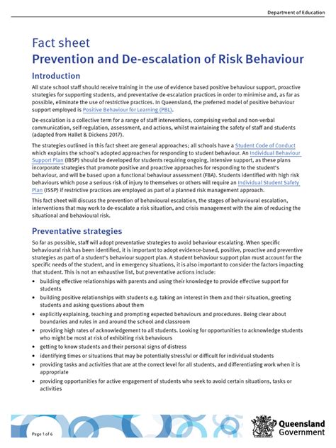 Prevention And De Escalation Of Risk Behaviour Pdf Risk Emotions