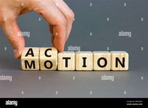 Action Or Motion Symbol Concept Word Motion And Action On Wooden Cubes