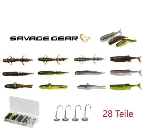 Savage Gear Kunstköder Ned Kit 28 Teilig 7 5cm Floating Köder Gummiköder Schwimmend Barsch