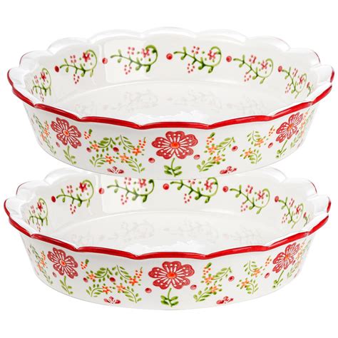 Coloch 2 Pack Ceramic Pie Plate With Fluted Rim 9 Inch Round Pie Dish