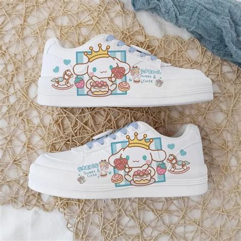 시나모롤 캐주얼 신발 귀여운 산리오 벚꽃 만화 학생 보드 신발 귀여운 소녀 야외 플랫 슈즈 커플 선물 신제품 Aliexpress