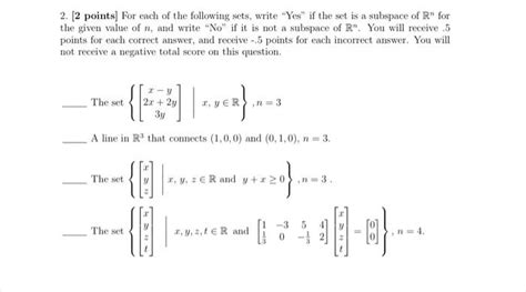 solved 2 2 points for each of the following sets write