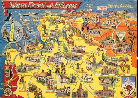 North Devon And Exmoor Tourist Map Tourist Map Tourist Travel Posters