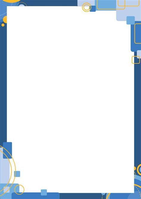 Blue Orange White Elegant Geometric Blank Page Border A4 Document