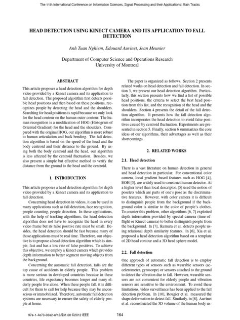 Head Detection Using Kinect Camera And Its Application To Fall Pdf