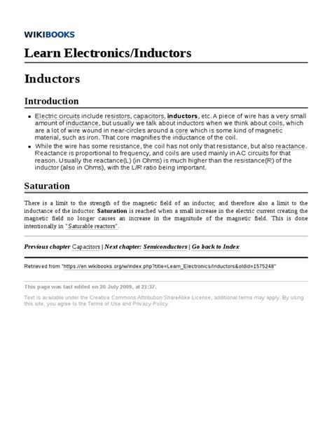 Understanding Inductors In Electronics Pdf Science And Mathematics