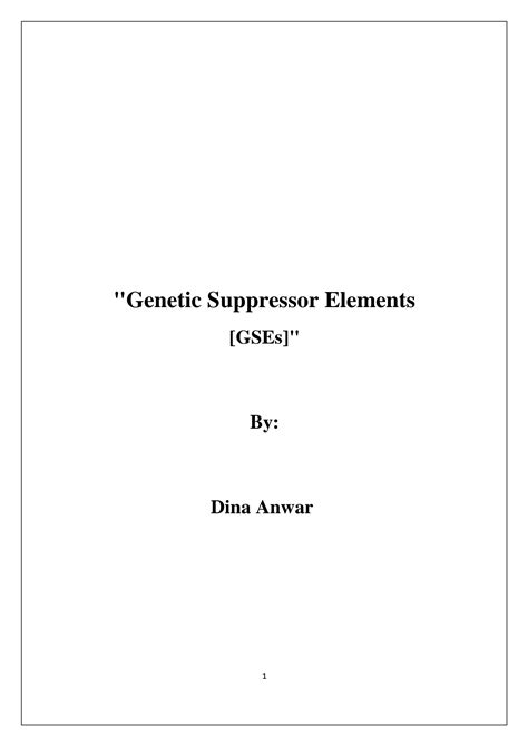 Solution Genetic Suppressor Elements Studypool