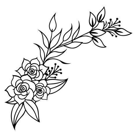 Outline Drawing Floral Flower Outline Flat Design Simple Flower Outline