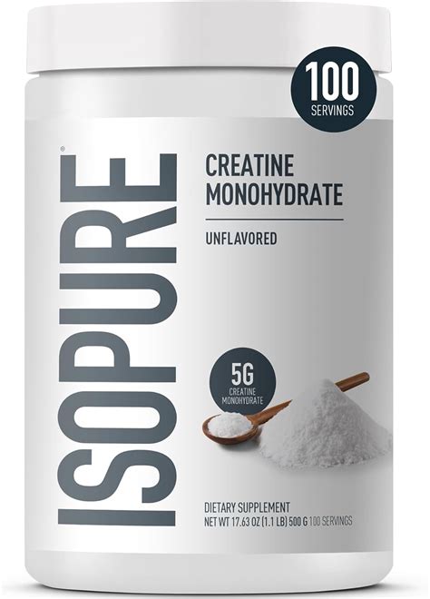 Isopure 100 Pure Creatine Monohydrate Powder Sugar Free Unflavored