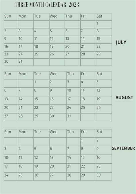 2023 Free Printable Three Month Calendars Printaboles