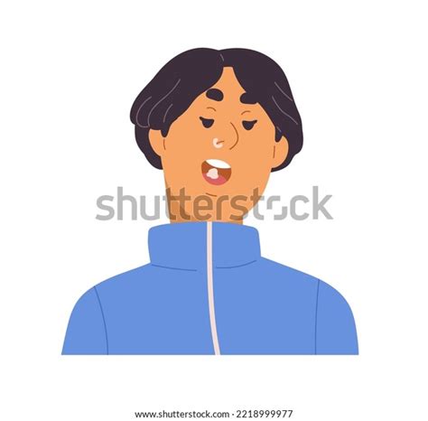Asian Man Chewing Bubble Gum Open Stock Vector Royalty Free