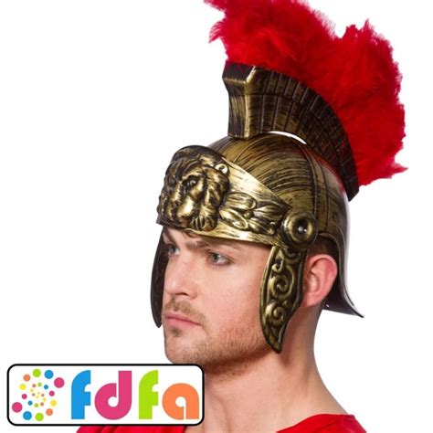 Wicked Gold Roman Centurion Plume Hat Helmet Adults Mens Fancy Dress £