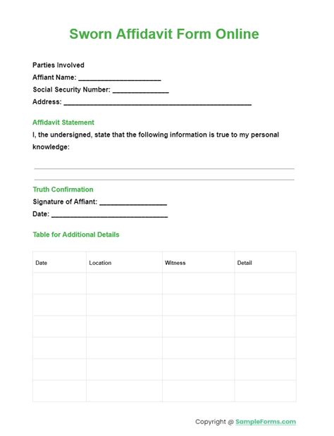 Download Sworn Affidavit Template Formfactory