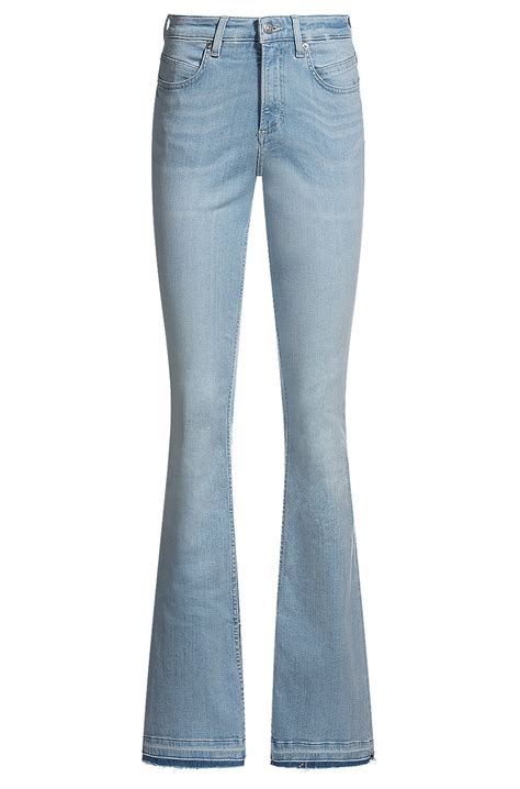 Boss Vaqueros Acampanados De Denim Elástico Azul Con Aberturas En Los