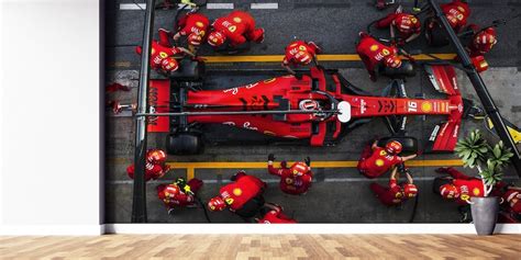 Ferrari Formula 1 Mural Formula One Pit Stop Paper Art Garage Digital