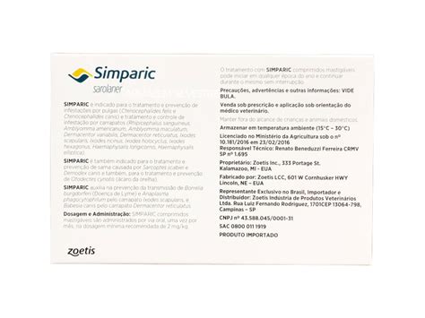 Simparic 26 A 5 Kg 10mg 3 Comprimidos Mastigavel Palatavel Pulgas