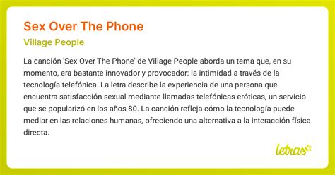 Significado De La Canción Sex Over The Phone Village People Letrascom Significado De La Canción Sex Over The Phone Village People Letrascom