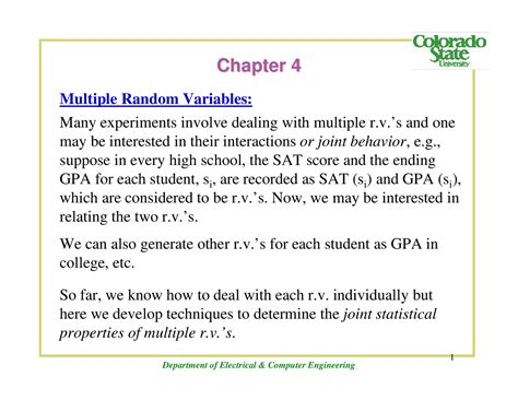 Introduction To Multiple And Vector Random Variables Lecture Slides
