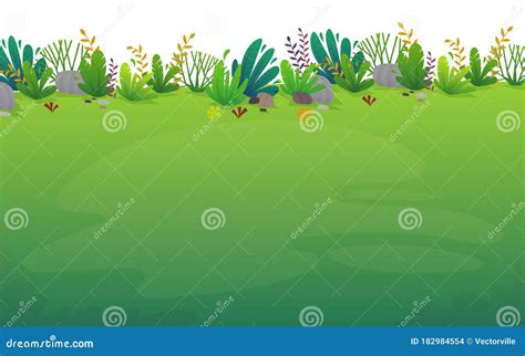 Nature Park Background Green Grass On The Lawn Field Bushes Plants
