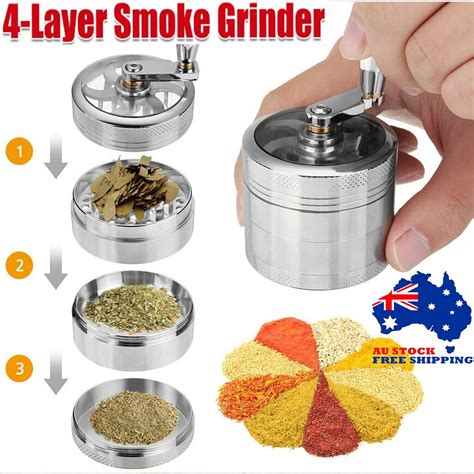 4 Layer Smoke Grinder Aluminum Herb Grinders Hand Crank Herbal Tobacco