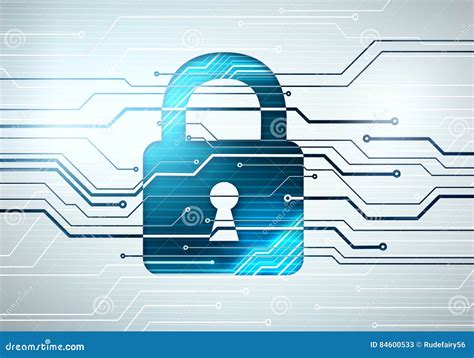 Concept Image Of Lock On Circuit Microchip Background Stock