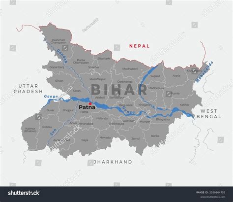 District River Map Bihar Neighbour State Stock Vector Royalty Free 2550164755 Shutterstock