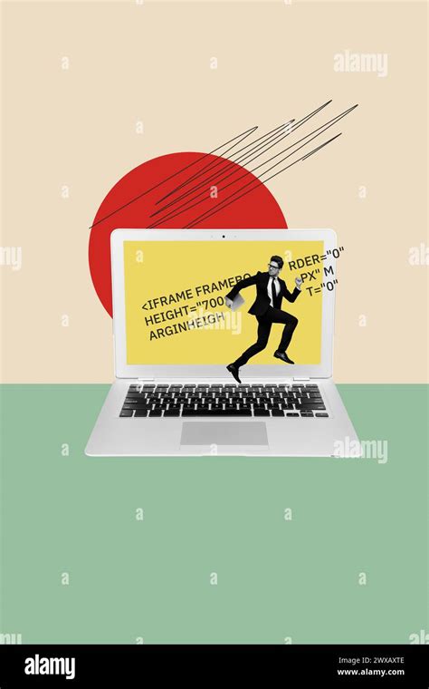 Trend Artwork Composite Sketch Image 3d Photo Collage Of Young Office Manager Run From Tasks On